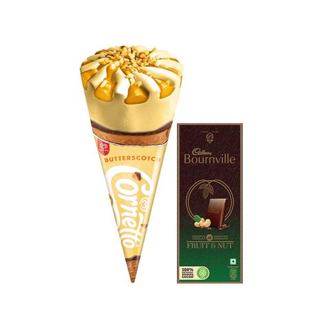 Cadbury Bournville Fruit & Nut Dark Chocolate + Kwality Walls Cornetto ...