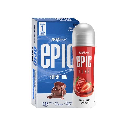Manforce Epic Super Thin Condom (Silk Chocolate Flavour) + Manforce ...