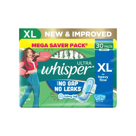 Whisper Ultra Upto No Gap No Leaks Sanitary Pads (XL, 30 pieces) Price ...