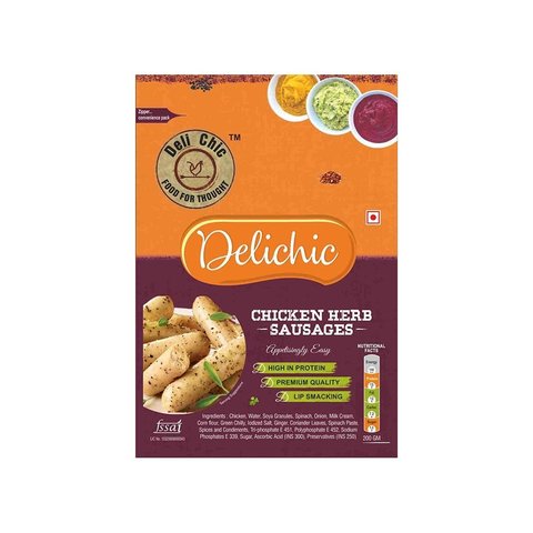 Delichic Herbs Chicken Sausage (Frozen) Price - Buy Online at ₹140 in India