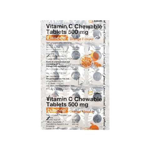 Limcee 500mg Orange Flavour Chewable Tablets Price - Buy Online at ₹24 ...