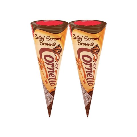 Kwality Walls Cornetto Salted Caramel Brownie Frozen Dessert Cone ...