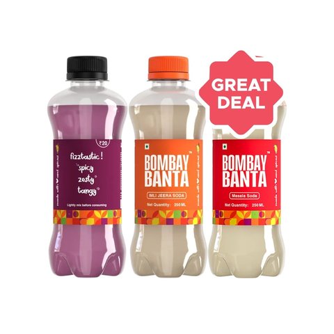 Bombay Banta Kala Khatta Soda + Imli Jeera Soda + Masala Soda Combo ...