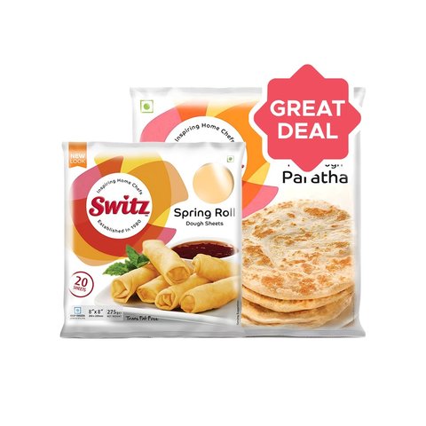 Switz Spring Roll Dough Sheets + Puff Dough Paratha (Frozen) Combo ...