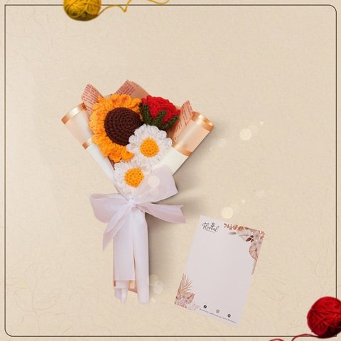Floreal Sunflower Rose & Daisy Crochet Flower Bouquet Price - Buy ...