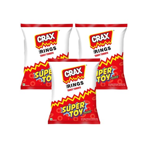 Crax Corn Rings Tangy Tomato Puffs Snacks with Super Toys - Pack of 3 ...