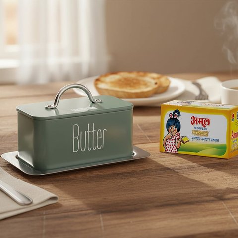 HAZEL Stainless Steel Butter Box | Butter Dish with Lid, 500 gram Price ...