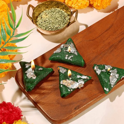 Paan Shaped Mithai Designer Candle (Unscented, Green) by Parkash ...