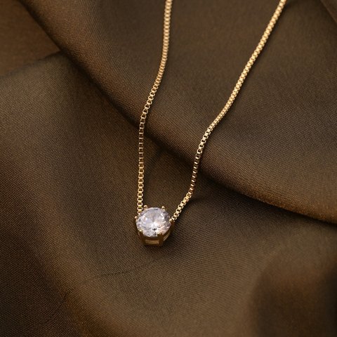 Palmonas Round Solitaire Pendant with Chain (Golden) Price - Buy Online ...