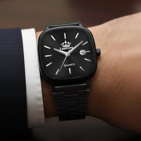 Limestone Phantom Series Analog Watch (Quartz, Black, Stainless Steel ...