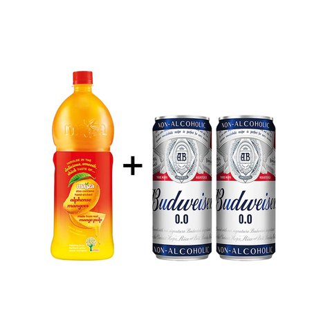 Maaza Mango Fruit Drink - Free Budweiser 0.0 Non Alcoholic Beer (Can ...