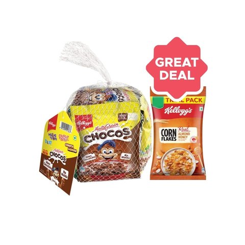 Kellogg's Chocos Cereal + Kellogg's Real Almond Honey Corn Flakes Combo ...