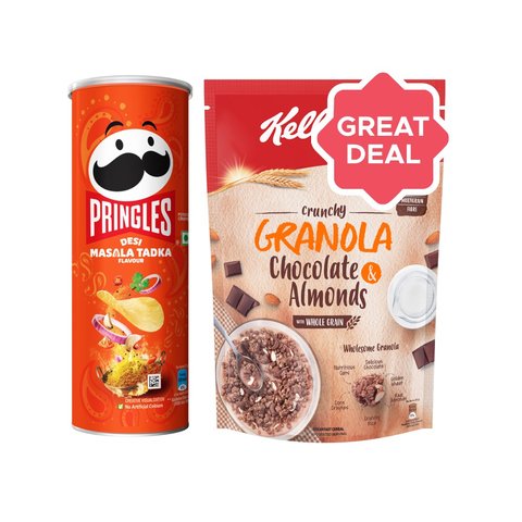 Pringles Desi Masala Tadka Potato Chips + Kellogg's Crunchy Muesli ...
