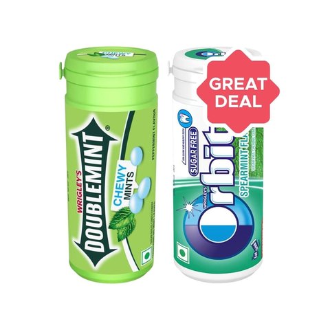 Orbit Spearmint Flavour Sugar Free Chewing Gum + Wrigley's Doublemint ...