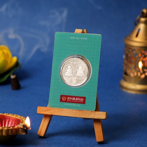 Joyalukkas 10 g, 99.9% Purity Laxmi Ganesh Silver Coin Price - Buy ...