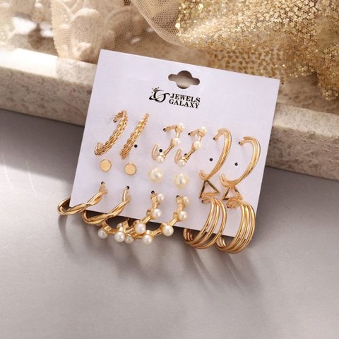 Jewels Galaxy Office Wear Stud & Hoop Earrings Sets (Golden) Price ...