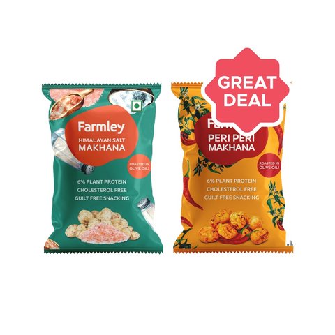 Farmley Himalayan Salt Flavoured Makhana + Peri Peri Flavoured Makhana ...
