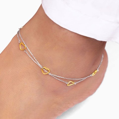 GIVA Dual Tone United Hearts Anklet (Silver) Price - Buy Online at Best ...