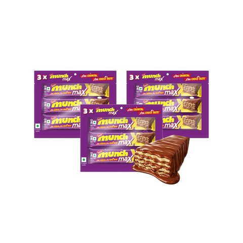 Nestle Munch Max - Choco Coated Crunchy Wafer Chocolate - Pack of 3 ...