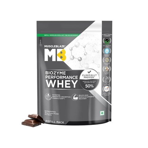 MuscleBlaze Biozyme Performance Whey Protein Powder Refill Pack (Rich ...