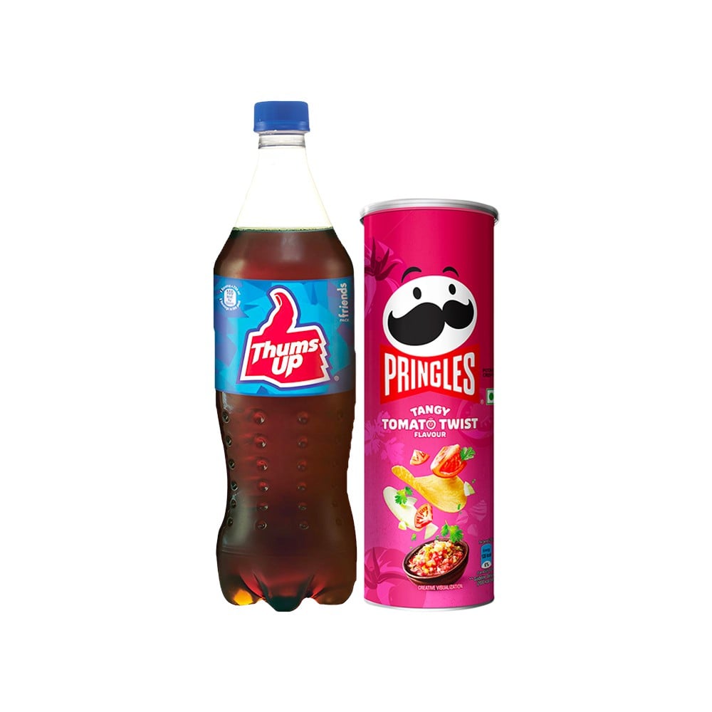 Pringles Tangy Tomato Twist Potato Chips + Thums Up Cola Soft Drink ...