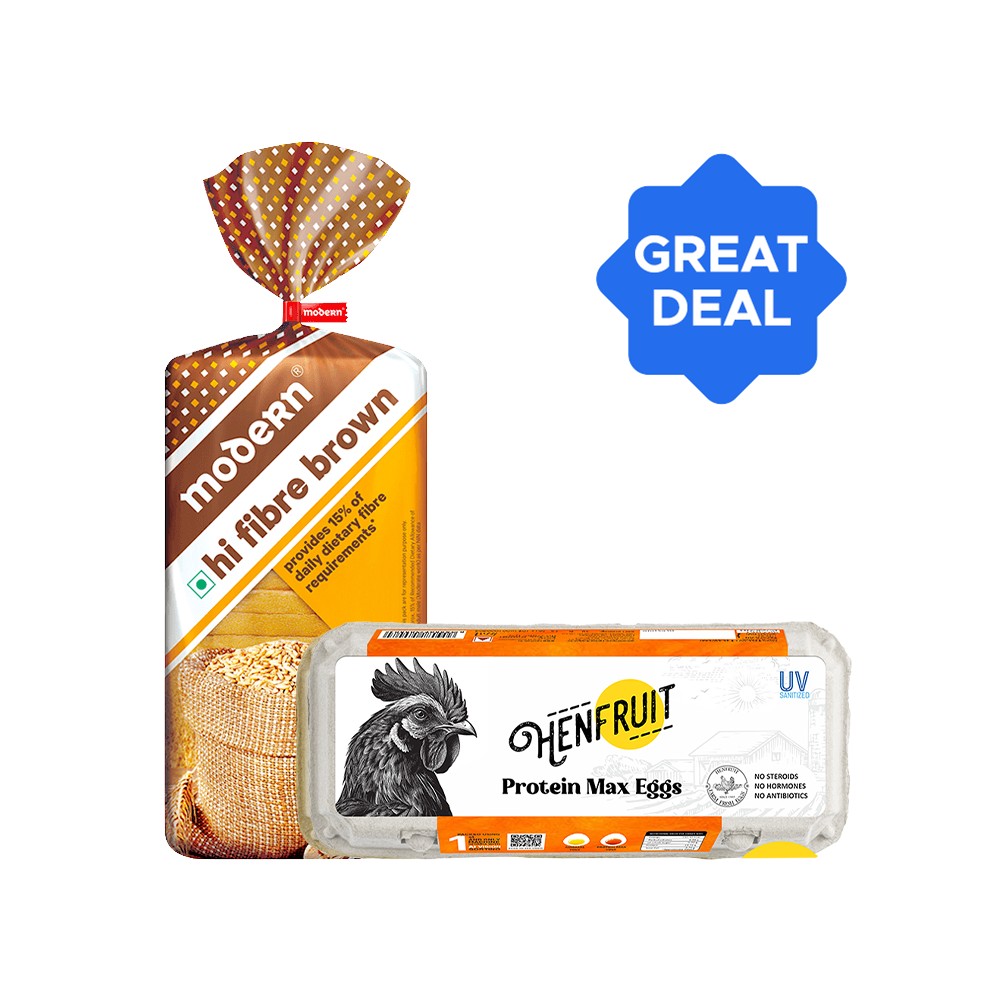 Hen Fruit -10 Max Protein Speciality Eggs + Modern Hi-Fiber Brown Bread ...