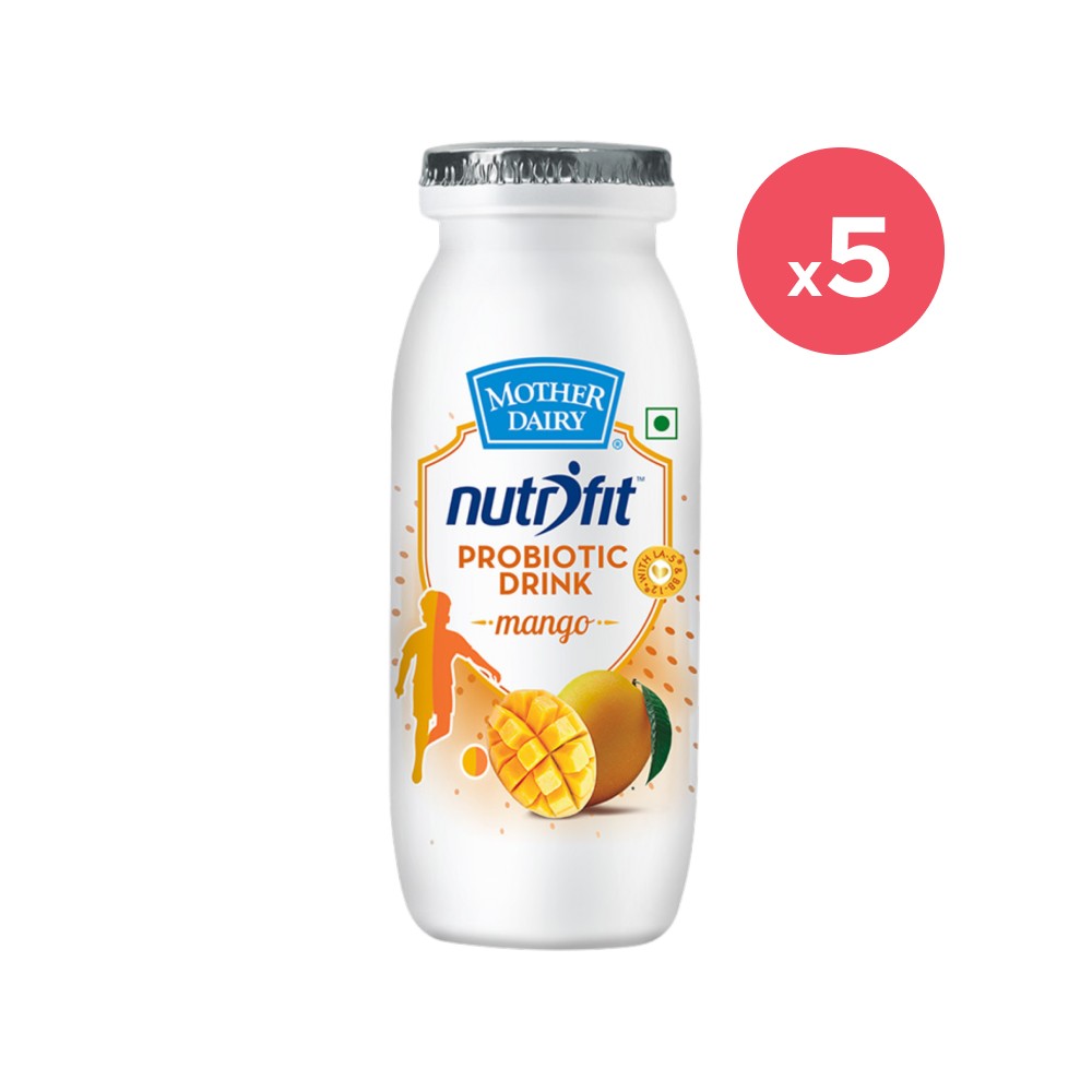 Mother Dairy Nutri Fit Probiotic Drink Mango Lassi - Pack of 5 Price ...