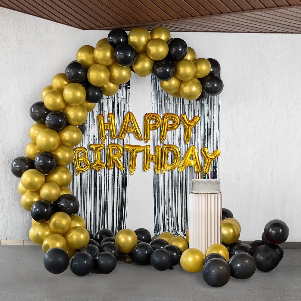 Birthday Decoration Kit (Black & Gold) by Party Propz Price - Buy ...