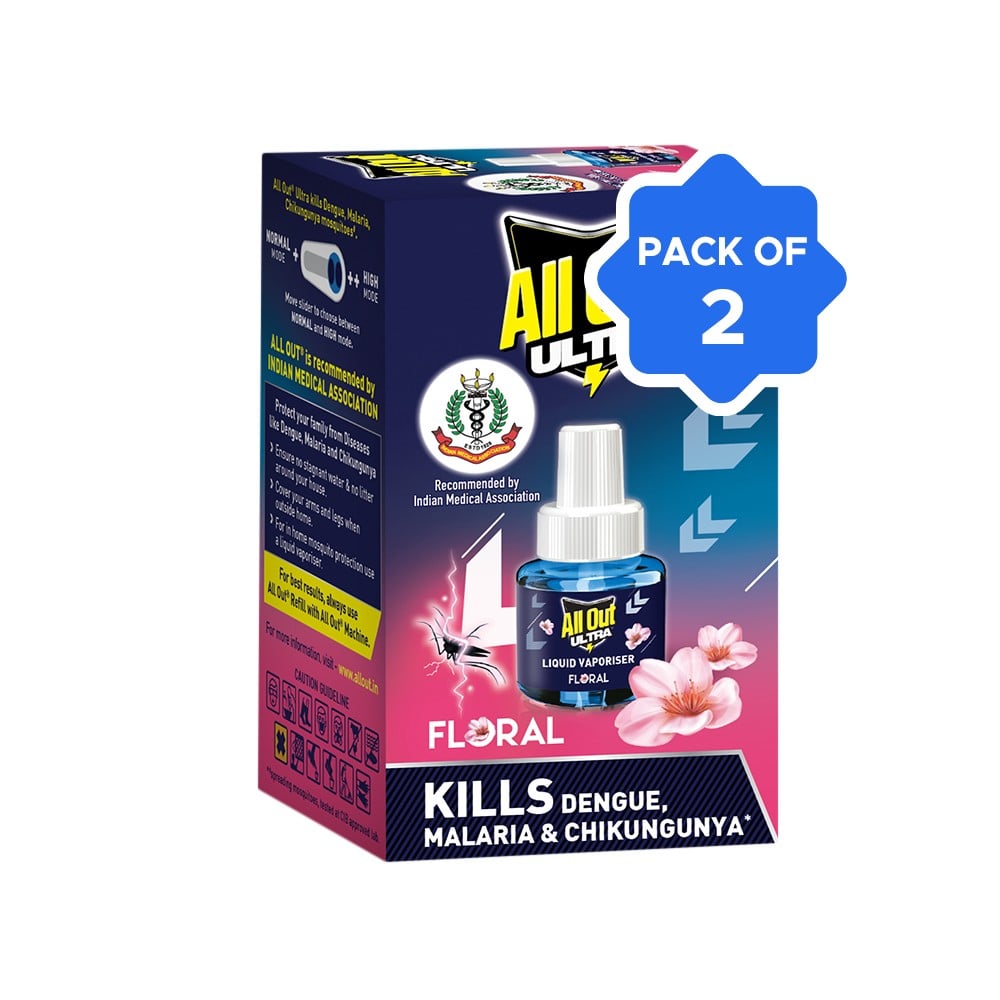 All Out Ultra Mosquito Killer Machine Refill (Floral Fragrance) - Pack ...