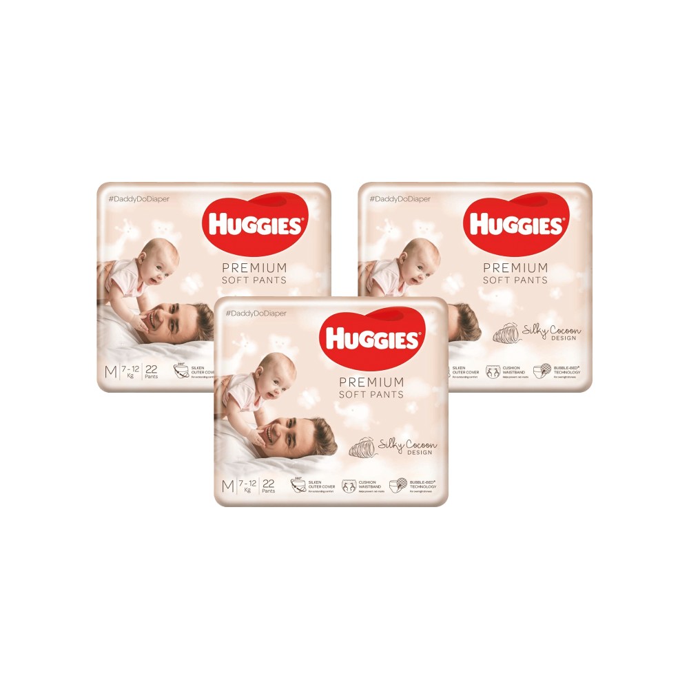 Huggies Premium Soft Baby Diaper (Pants, M, 7-12 kg) - Pack of 3 Price ...