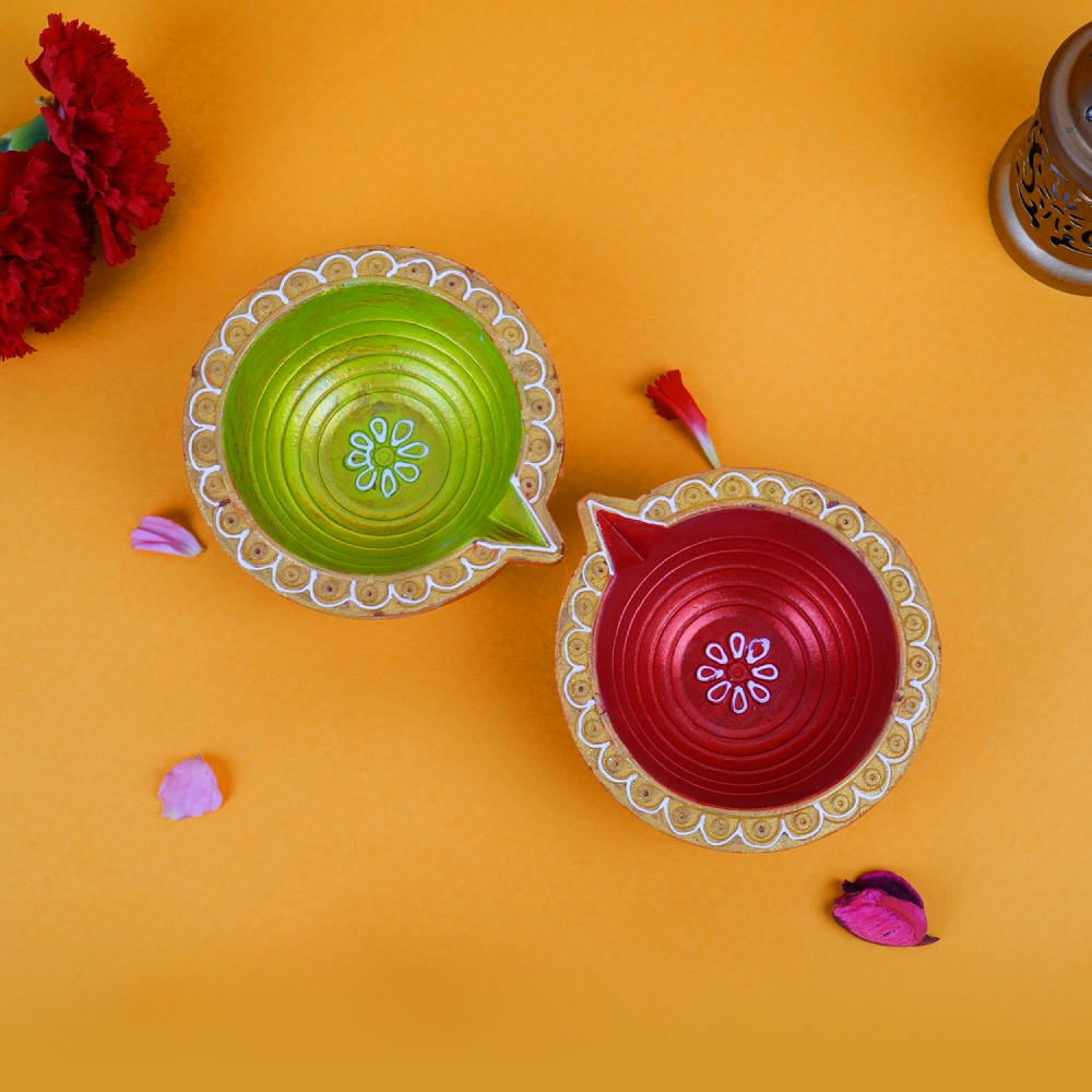 Big Enamelled Diya Set (Multicolour) by Soul Price - Buy Online at Best ...