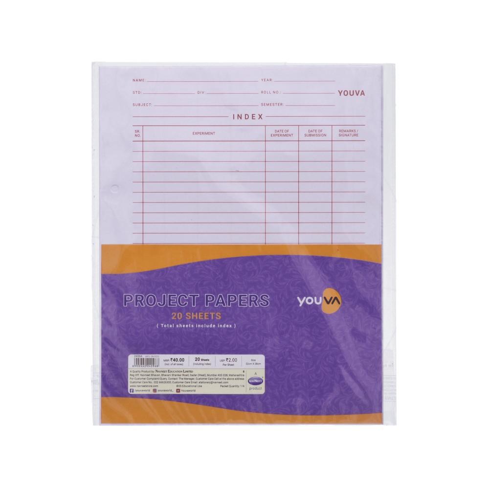 Youva Ruled Color Border Project Paper 22 x 28 cm (Multicolour) Price ...