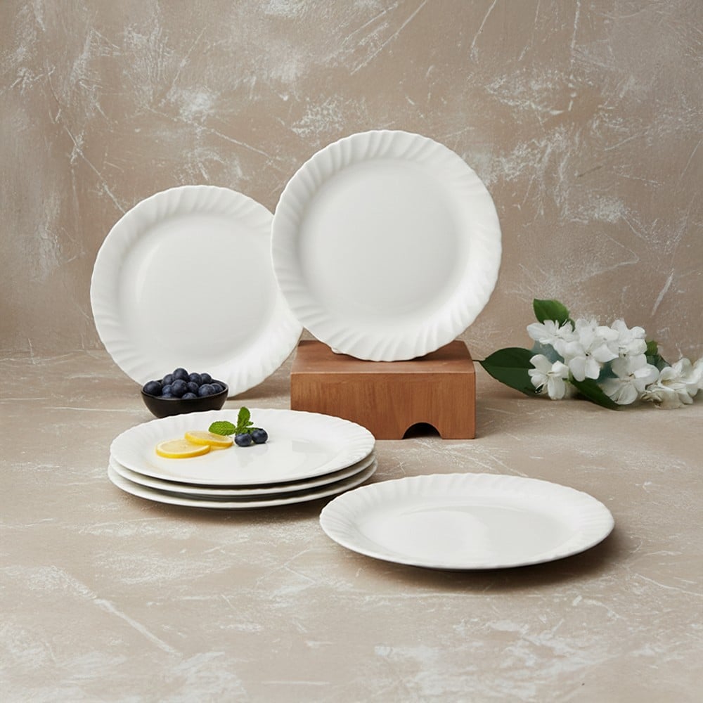 Larah by Borosil Opalware 10" Plain Plate Set (White) Price - Buy ...