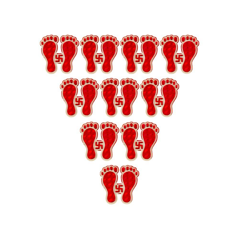 Vedic Lakshmi Charan 10 Pcs Sticker (by, Red) - Walton Price - Buy ...