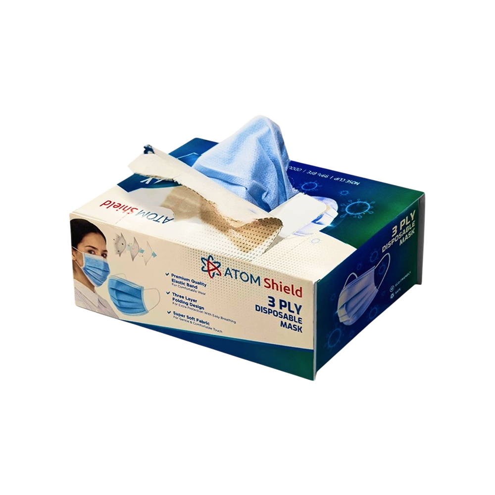 Atom Shield Disposable 3 Ply Mask (Blue) Price - Buy Online at Best ...