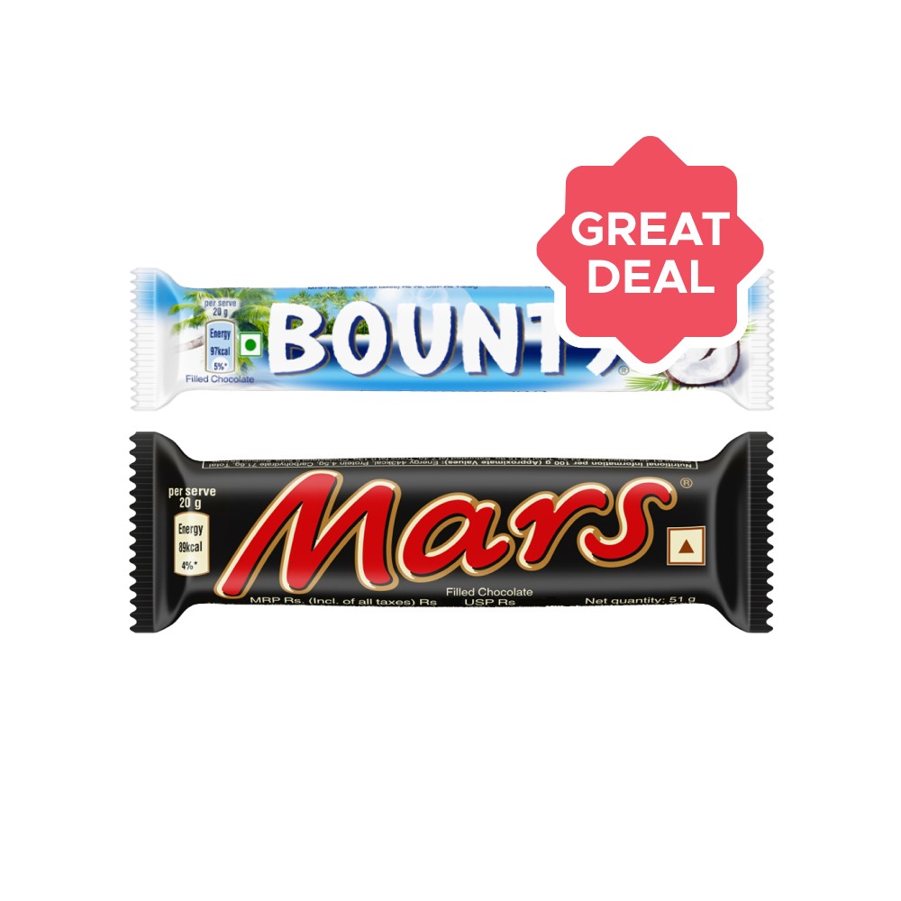 Bounty Coconut Filled Bar + Mars Premium Nougat and Caramel Filled Bar ...