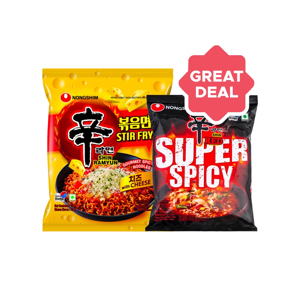 Nongshim Stir Fry Shin Ramyun Noodles With Cheese + Shin Red Super ...