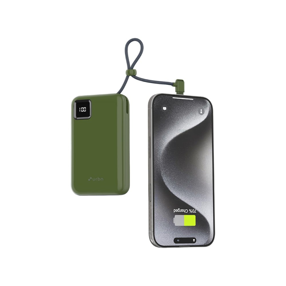 URBN 20000 mAh 20000 mAh Power Bank (With Built-in Type-C Cable, Green ...
