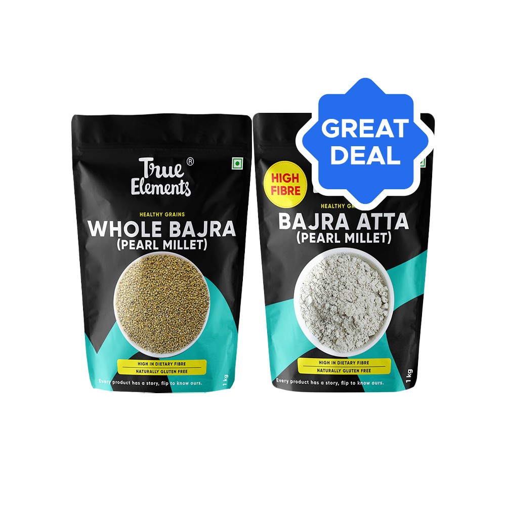 True Elements Whole Bajra + Bajra Flour (Pearl Millet) Combo Price ...