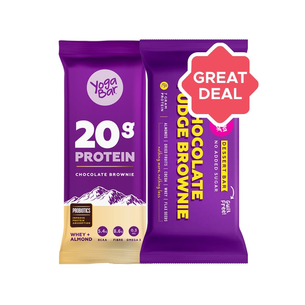 Yoga Bar Chocolate Fudge Brownie Dessert Energy Bar + 20 g Protein ...