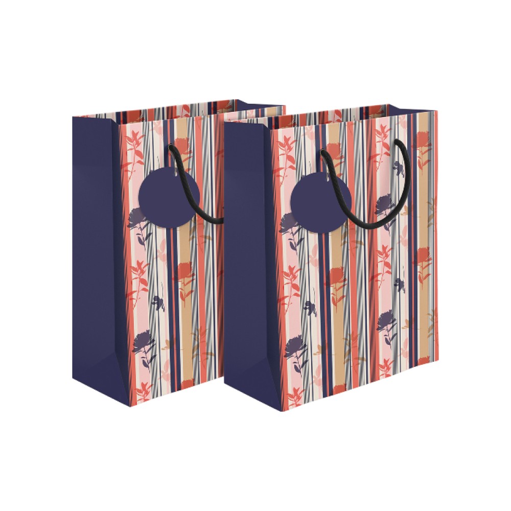 Paperpep Leaf Print Print Paper Gift Bag - Pack of 2 (Purple, Pink ...