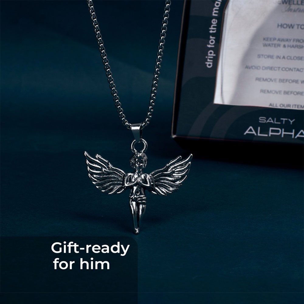 Salty Alpha Greek Angel Men's Chain (Silver) Price - Buy Online at ₹379 ...