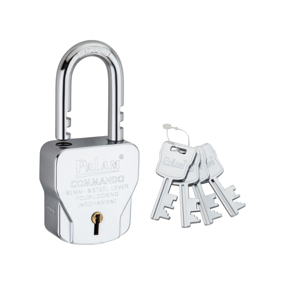 Palam Commando Pad Lock with 4 Keys (Silver) Price - Buy Online at Best ...