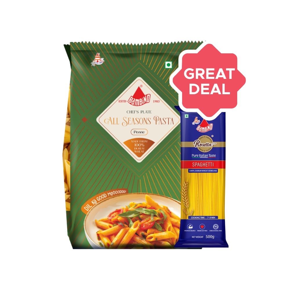 Bambino Durum Wheat Premium All season Penne Pasta + Rosetta Premium ...