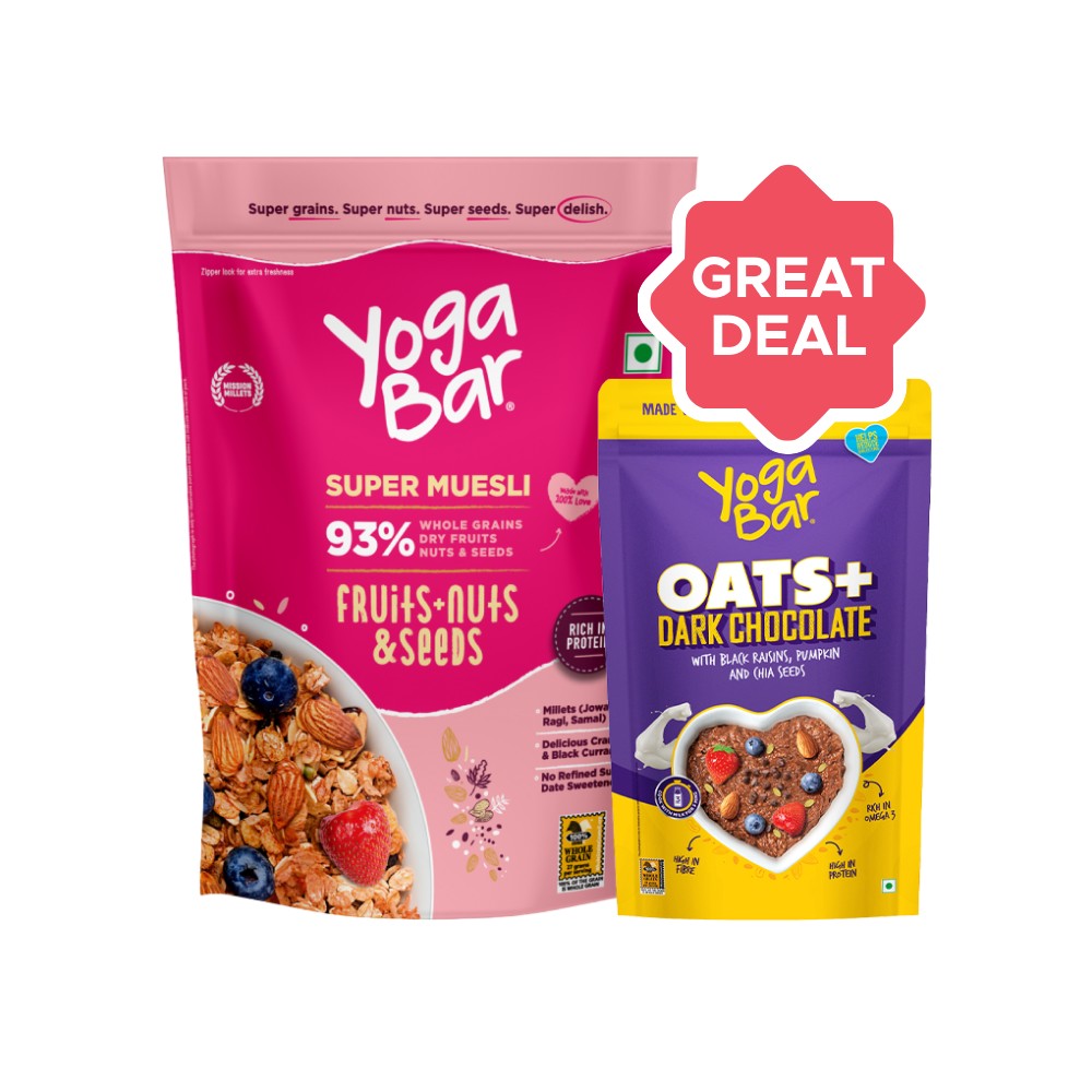 Yoga Bar Dark Chocolate Oats (Gluten Free) + Fruits + Nuts & Seeds ...