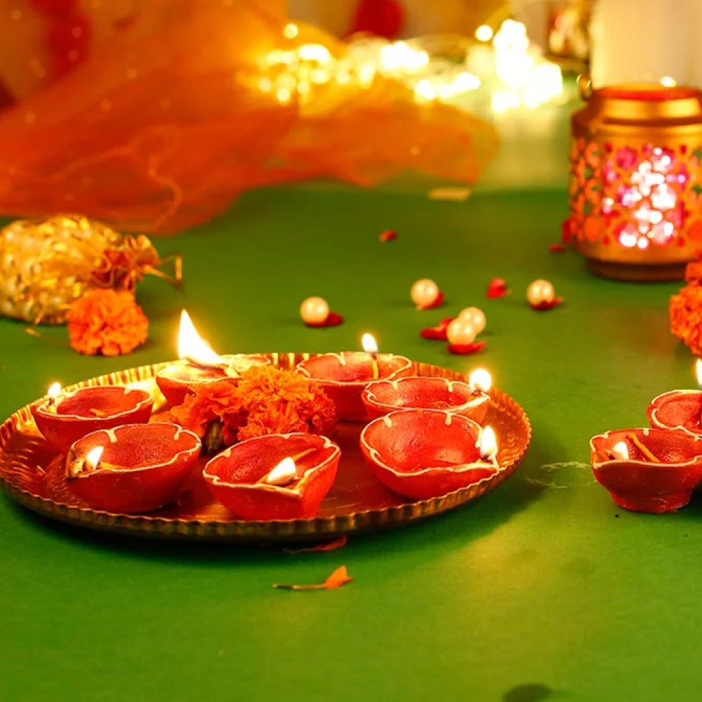 Swastik Design Clay Diya (Red) by Satvik Price - Buy Online at Best ...