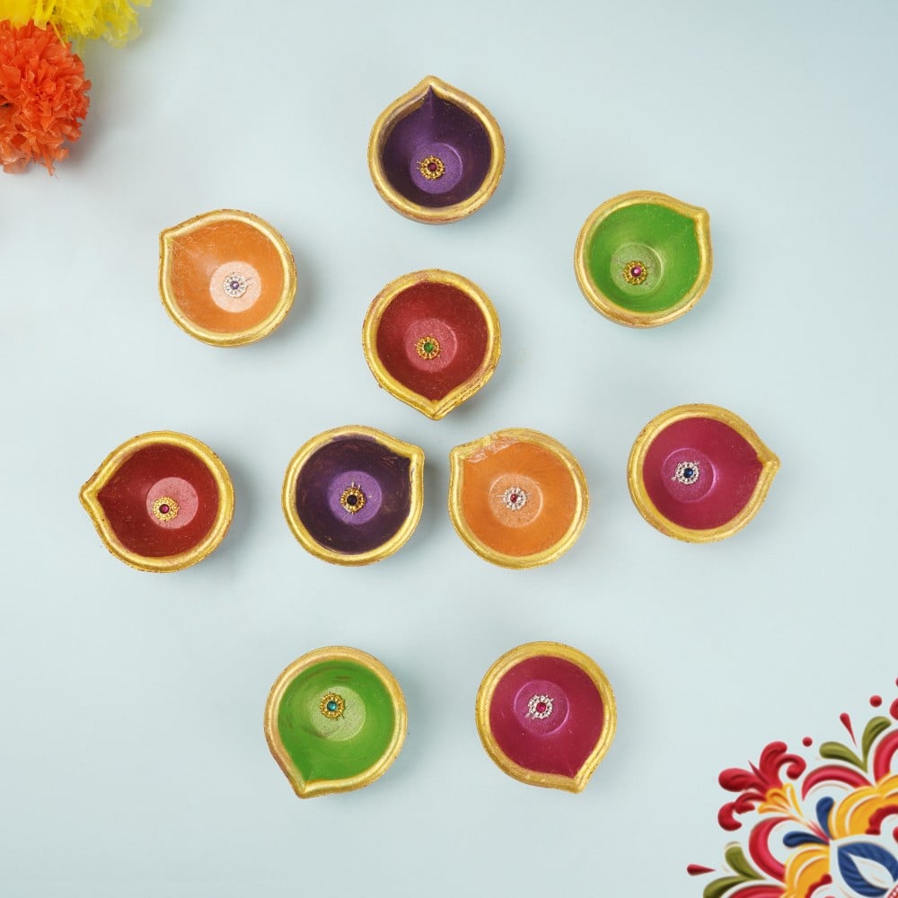 Clay Mini Diya Set (Multicolour) by DiaCraft Price - Buy Online at Best ...