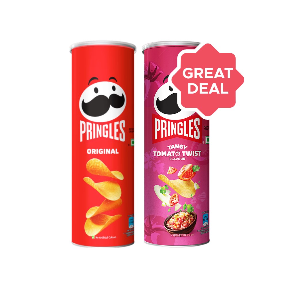Pringles Original Potato Chips + Tangy Tomato Twist Potato Chips Combo ...