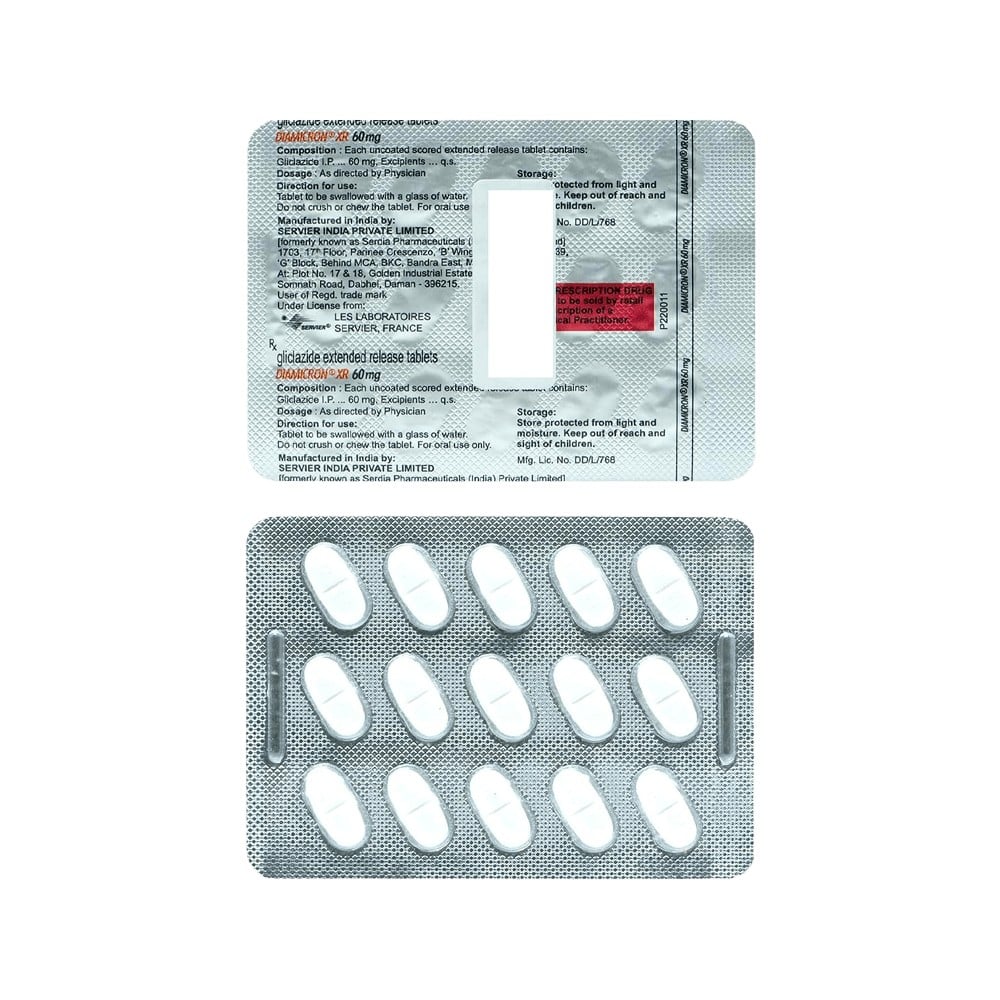 Diamicron XR 60mg Tablets Price - Buy Online at ₹255 in India
