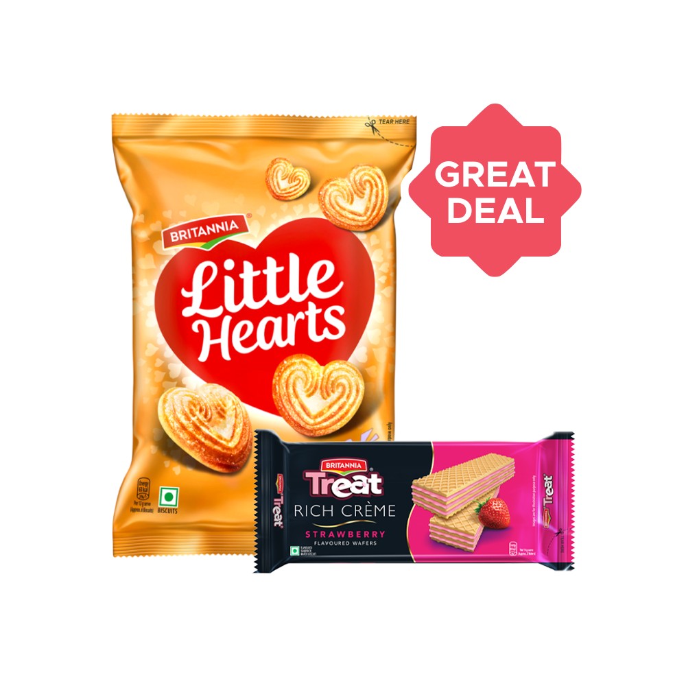 Britannia Little Hearts Classic Crunch Biscuit + Britannia Treat ...